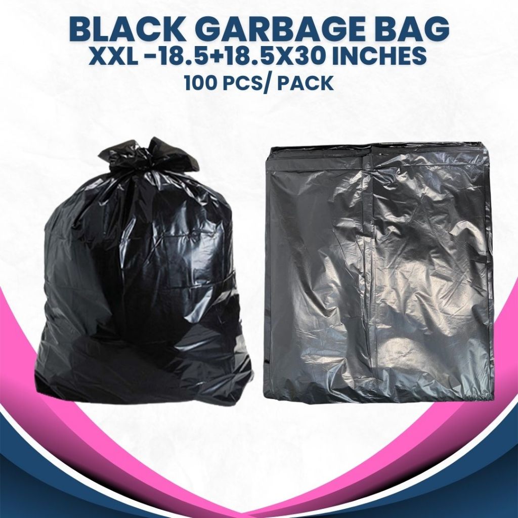 Black Thick Garbage Bag Trash Bag 100 pcs (Small, Medium, Large, Xl ...