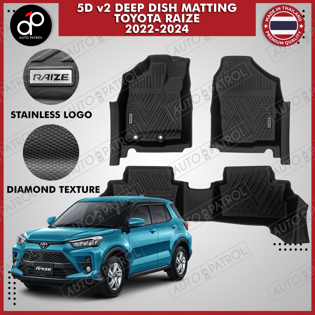 TOYOTA RAIZE 2022-2024 5D v2 DEEP DISH MATTING (Made in Thailand ...