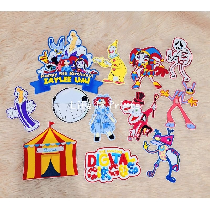 Amazing Digital Circus cake topper set/ Printed /Personalized with NAME ...