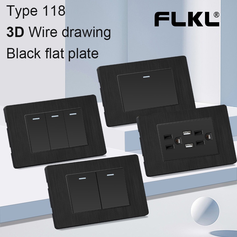 FLKL Lamp Switch Wall Socket 118 Type PC Wiredrawing Flame-Retardant 1 ...