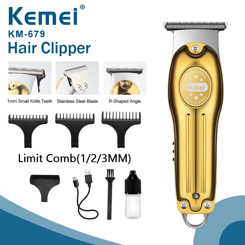 Kemei Metal Body Mini Hair Clipper for Men Adjustable Electric Rechargeable Beard Km-679 ...