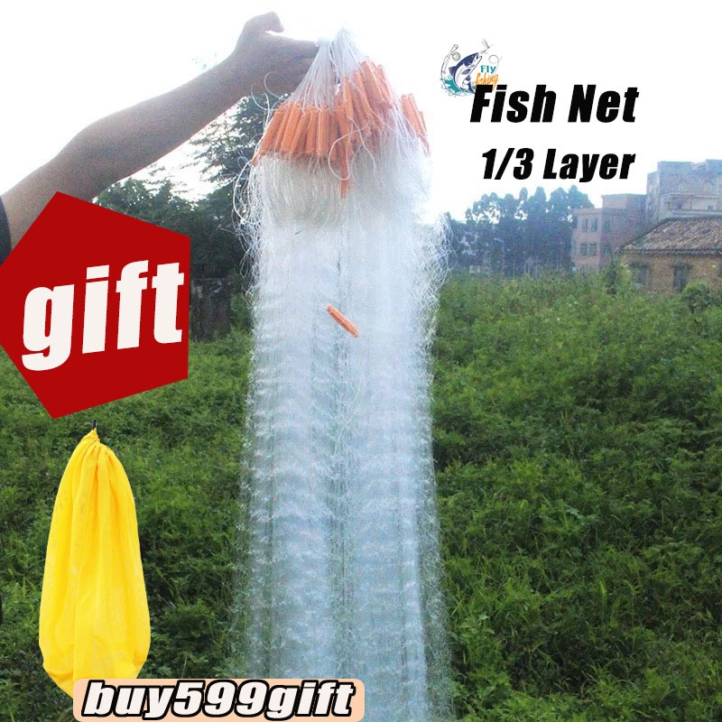 Fishing Net Single Three-Layer Nylon Floating Net Durable Sink Net Fish ...