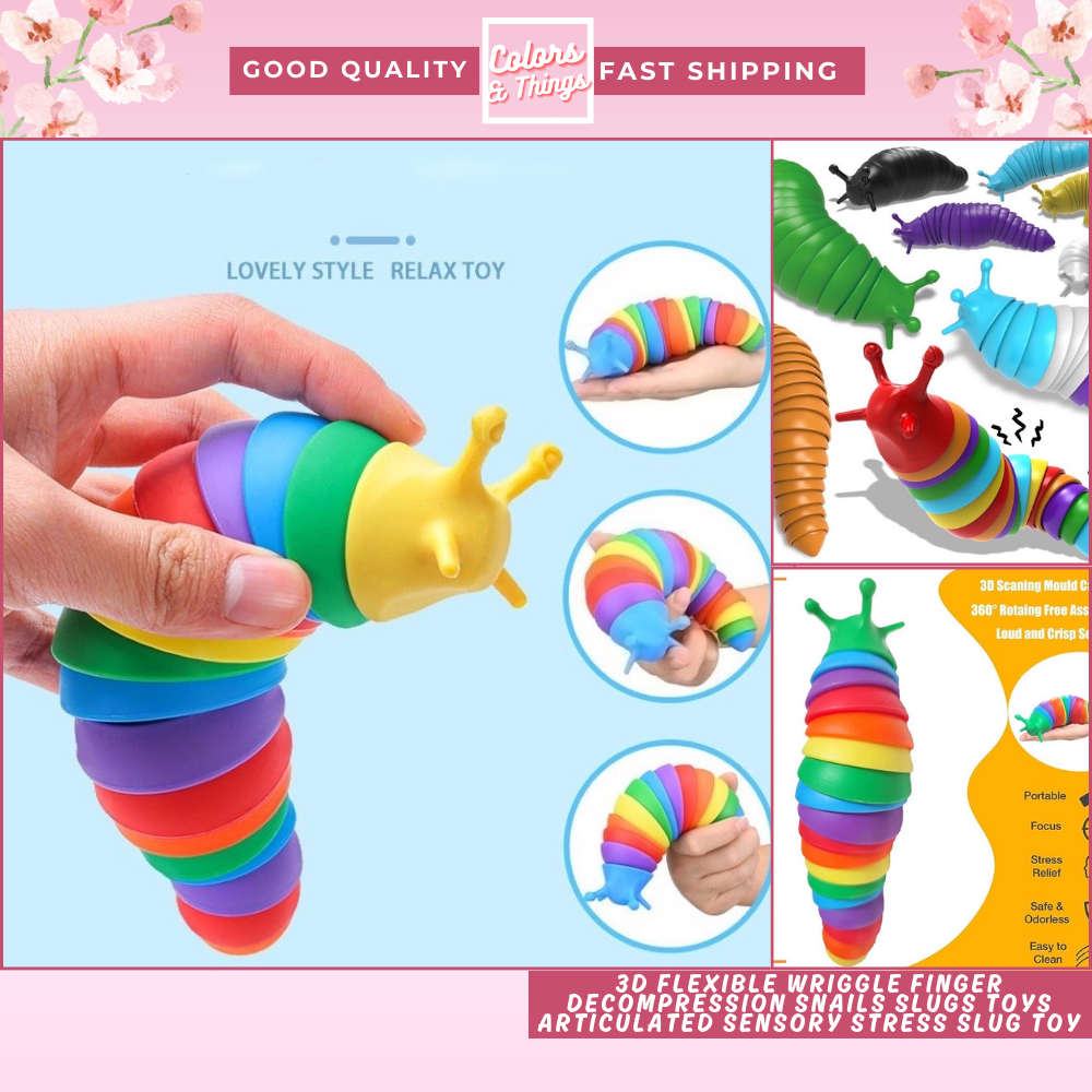 Colorsandthings 3D Flexible Wriggle Finger Decompression Snails Slugs ...