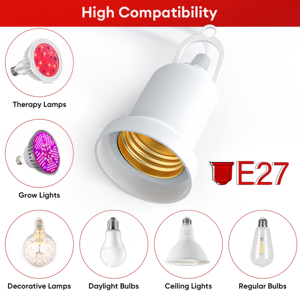 E27 LED Light Bulb Holder with Power Cord by Mitsushi - Durable Flame ...