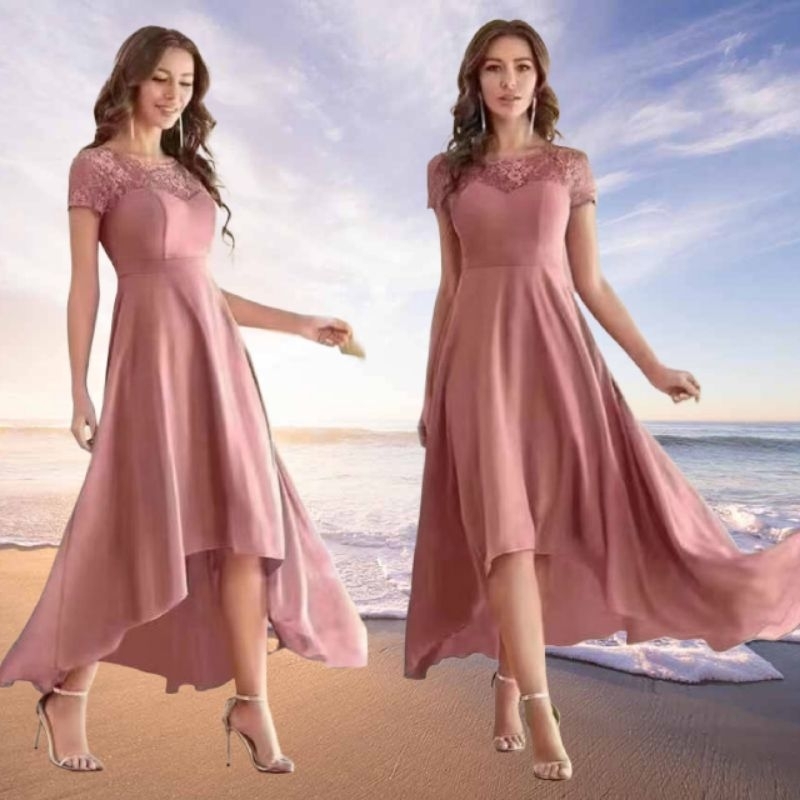 #902 Elegant Long Back Dress Lace Shoulder Kasal Dress (Medium - Large ...