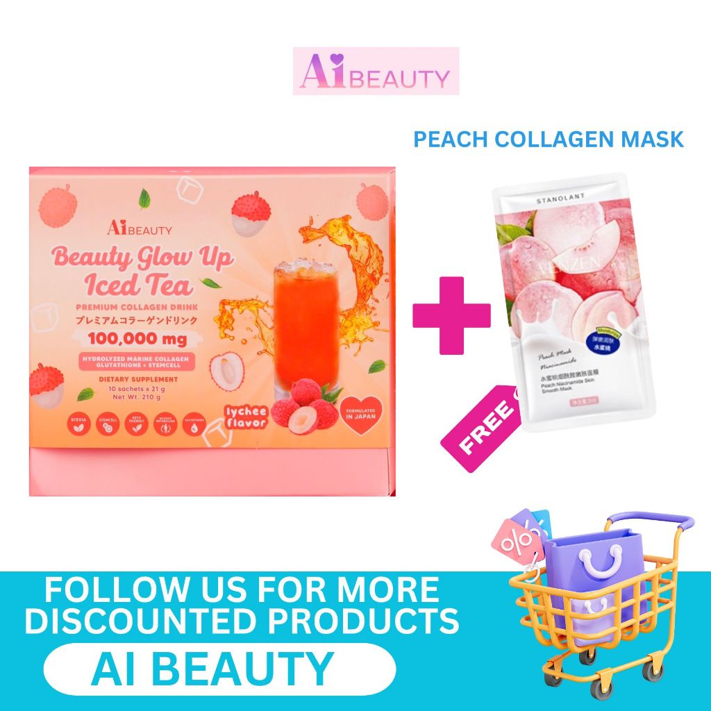 AiBeauty Ph Glow Up Iced Tea Collagen Drink Powder Hydrolyzed Collagen ...