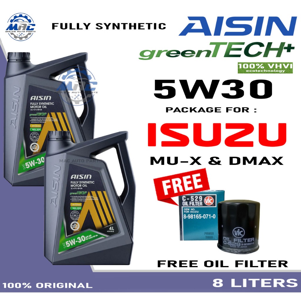 AISIN Fully Synthetic 5W-30 8 LITERS ENGINE OIL PACKAGE FOR ISUZU DMAX ...