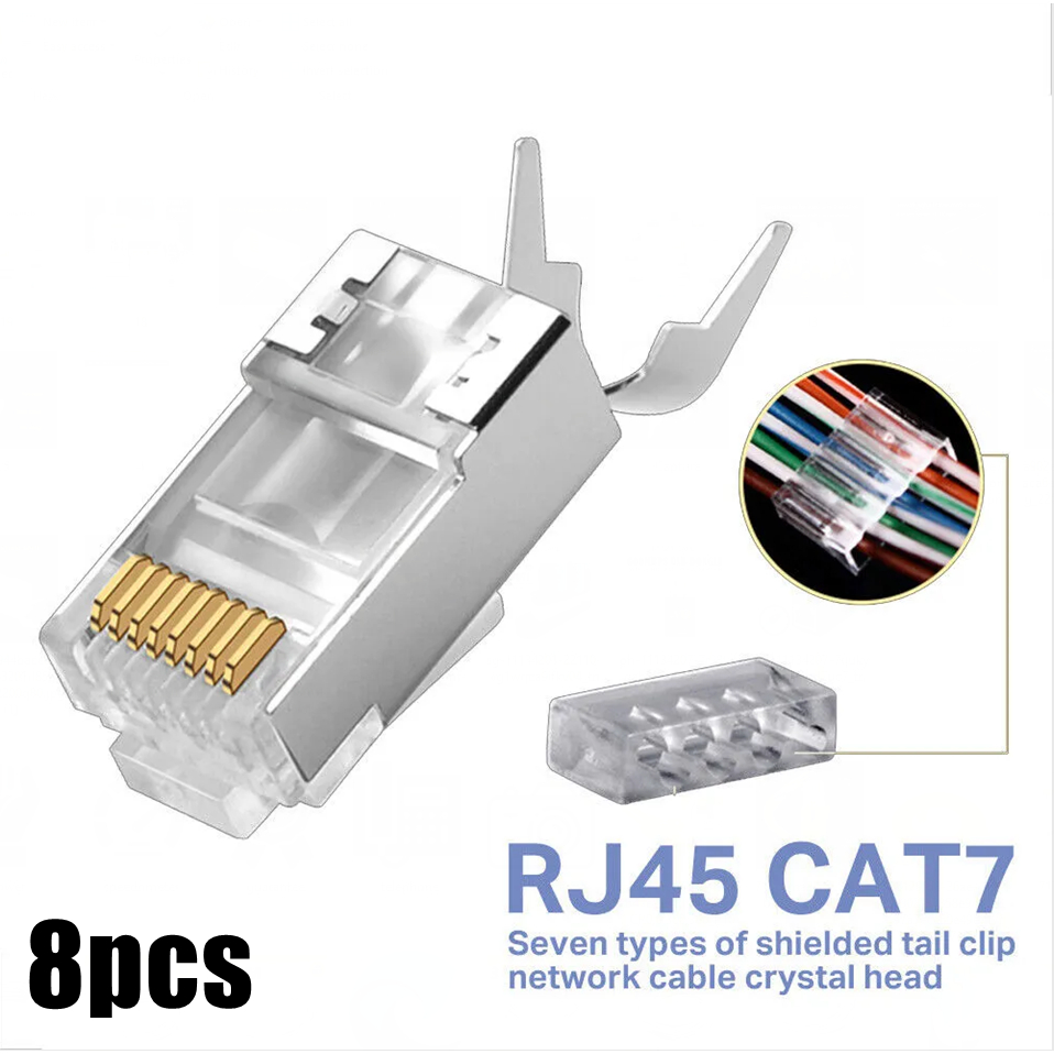 CAT7 Plug RJ45 Shielded Modular Ethernet Plug Connectors 8P8C (8pcs ...