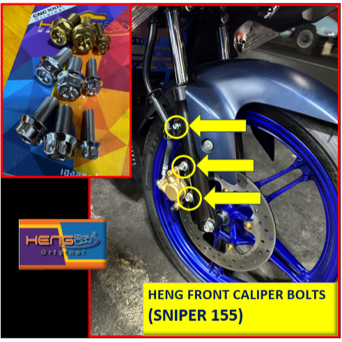 HENG Original Front Caliper Bolts for YAMAHA SNIPER 155 (sold as set ...