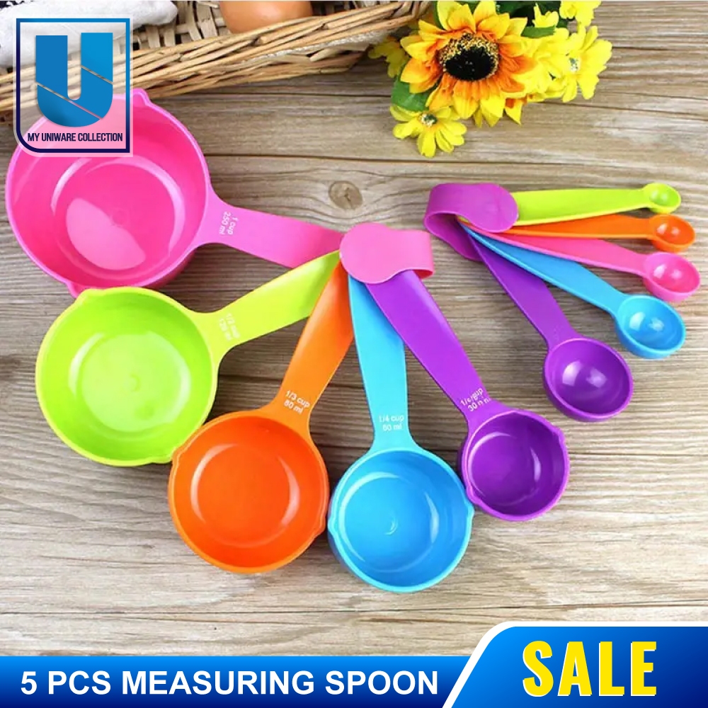5pcs Measuring Spoon and Cups Plastic Measuring Tools with Scale ...