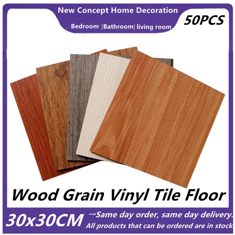 50pcs 3D Self-adhesive Wood Grain Vinyl Tile Floor 30x30cm Floor ...