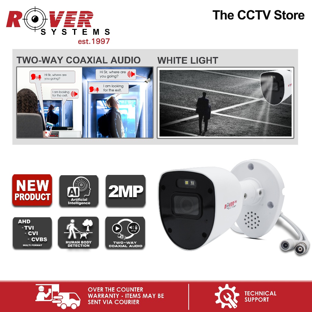 Rover Systems 2MP XVI DUAL LIGHT Bullet Outdoor w/ TWO-WAY COAXIAL ...