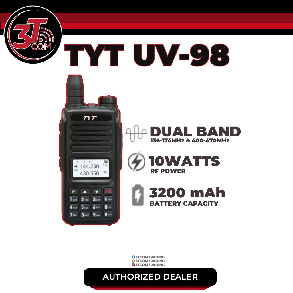 TYT UV98 HIGH POWER 10W DUAL BAND UHF/VHF WALKIE TALKIE | Shopee ...