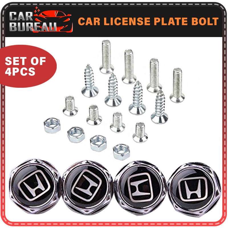 Honda 4pcs Car Styling Alloy Metal Car License Plate Frame Screw Bolts ...