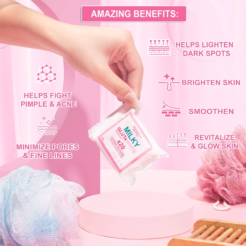 MILKY GLUTA WHITE X20 EXTREME WHITENING SOAP [GLUTATHIONE, NIACINAMIDE ...