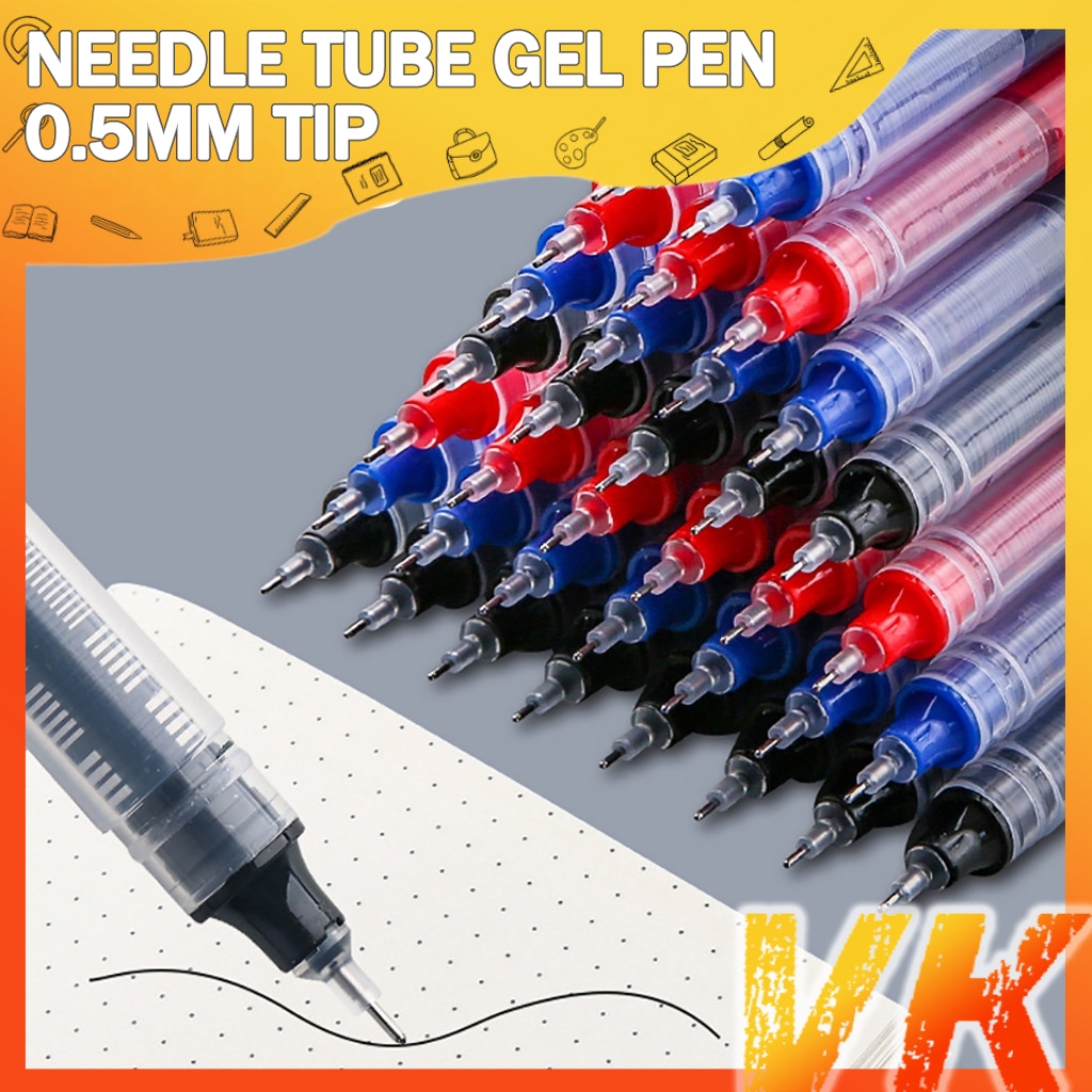 VK Needle Tube Gel Pen 0.5mm Straight Liquid Pen High Capacity ...