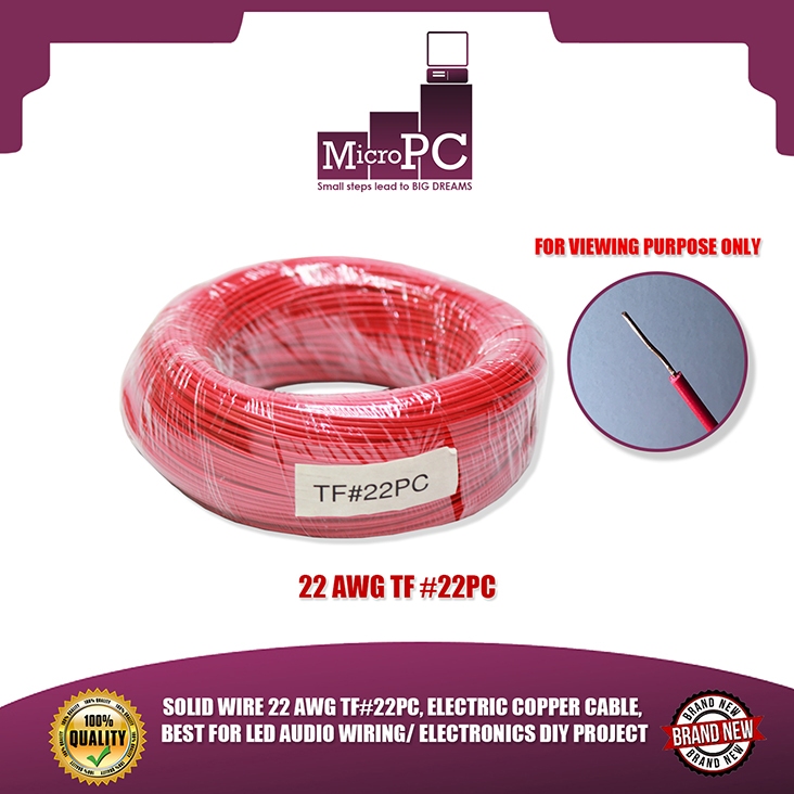 SOLID WIRE 22 AWG TF#22PC, ELECTRIC COPPER CABLE, BEST FOR LED AUDIO ...