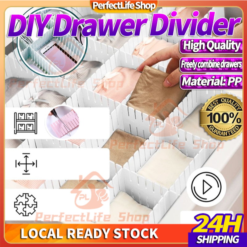 PL 1Pcs Adjustable DIY Drawer Divider Partition Space-Saving Drawer ...