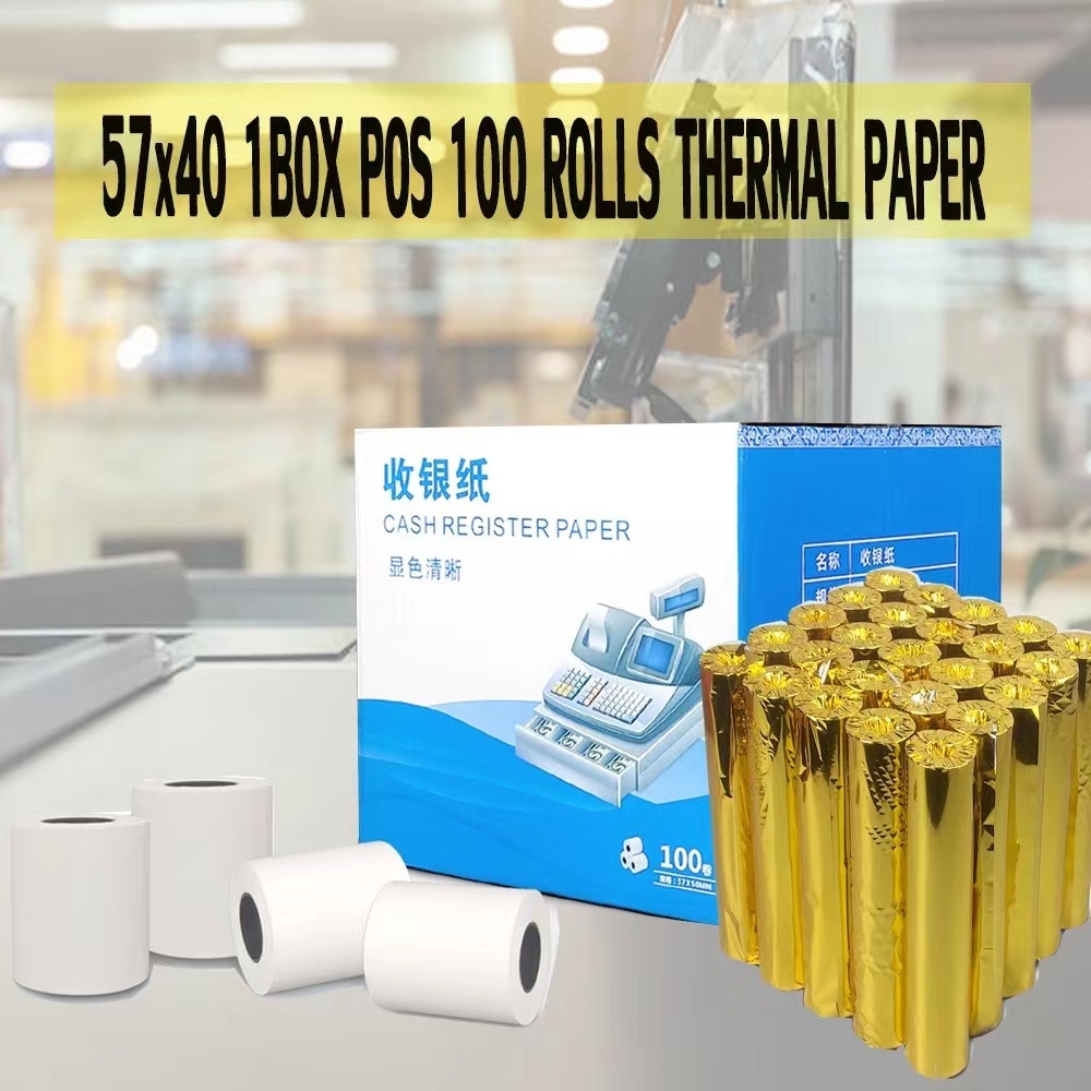 100 rolls Coreless Thermal Paper 57mm x 40mm for Thermal Printer ...