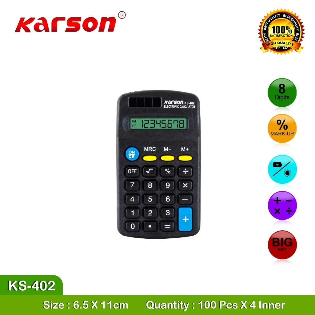 Karson Pocket Calculator Mini 12 digits for Accounting Aesthetic Purple ...