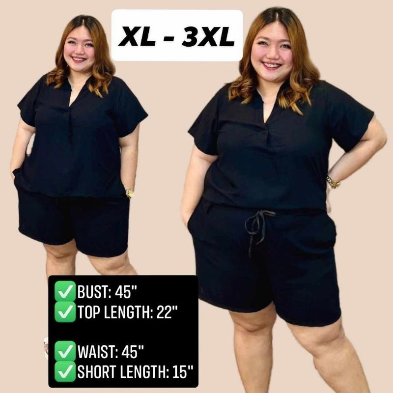 Plus Size Challis Terno Short (XL to 3XL) | Shopee Philippines