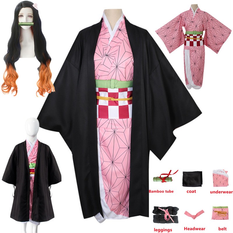 Kids Anime Demon Slayers Kimetsu no Yaiba Kamado Nezuko Cosplay Costume ...