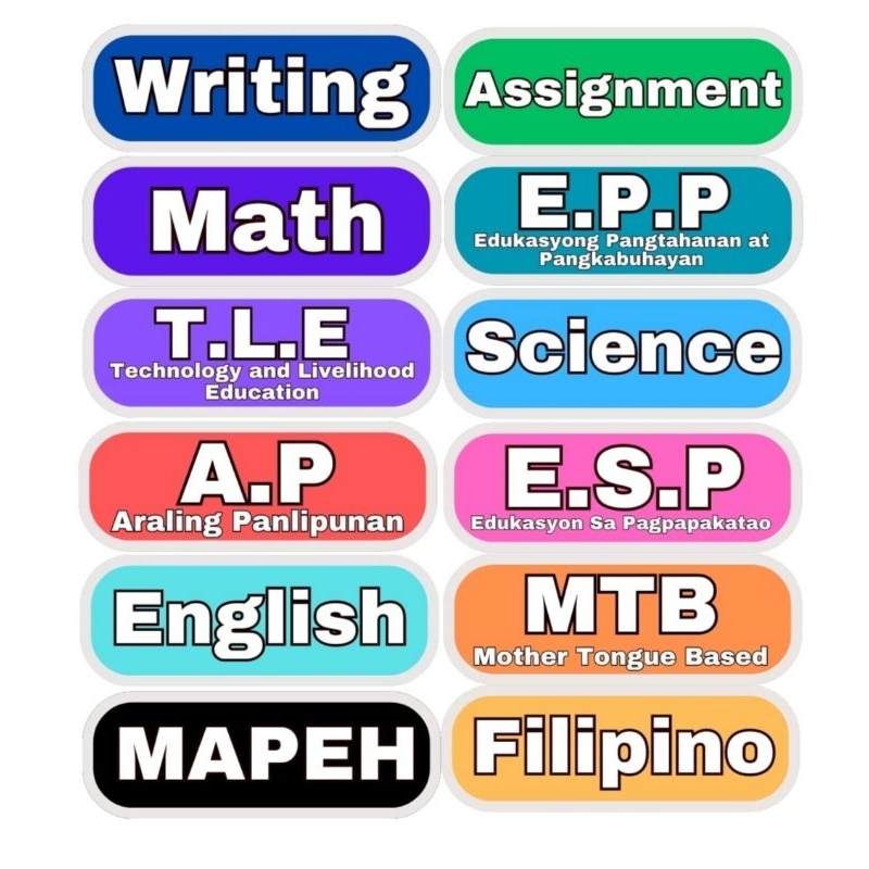 NOTEBOOK SUBJECT STICKER 12PCS(WATER PROOF) | Shopee Philippines