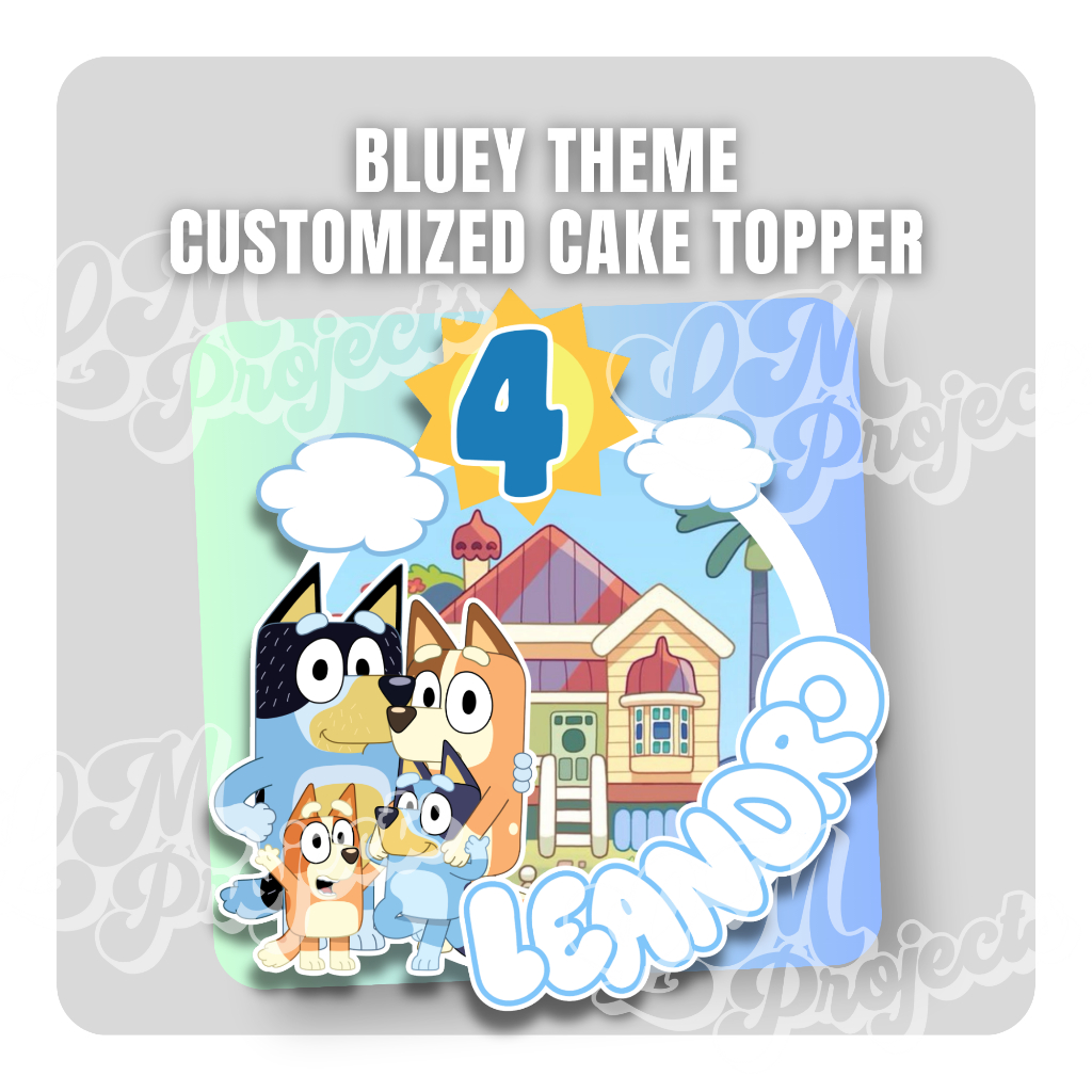 Bluey Theme Cake Topper or Cupcake Topper Customized Made to order SHIP ...