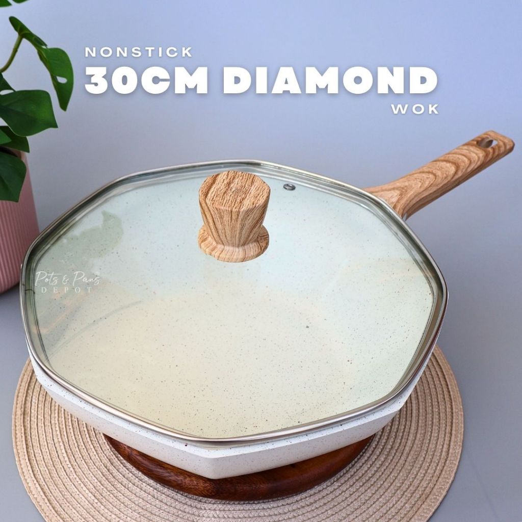 G-Kitchen Nonstick Diamond Wok Pan 30cm | Shopee Philippines