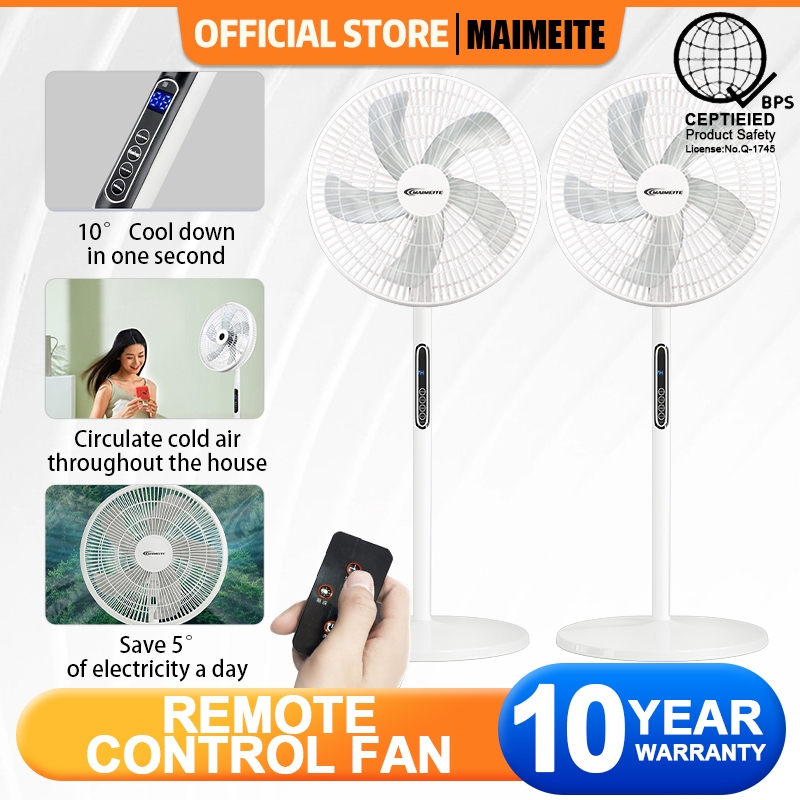 Maimeite 16 Inch Remote Control Floor Fan 5 Blade Strong Wind electric ...
