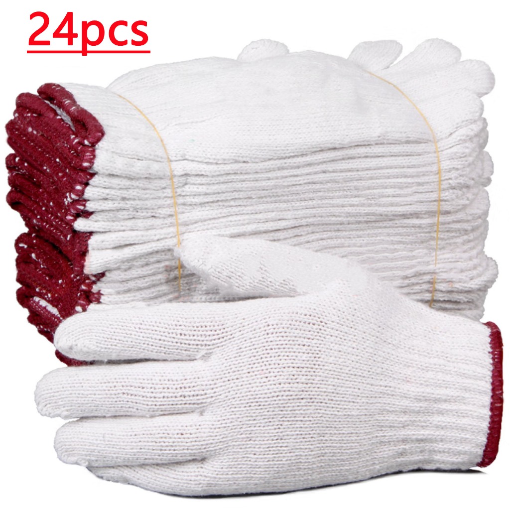 12 pairs of cotton gloves (800g) knitted gloves 12 pairs/bag for building safety protection ...