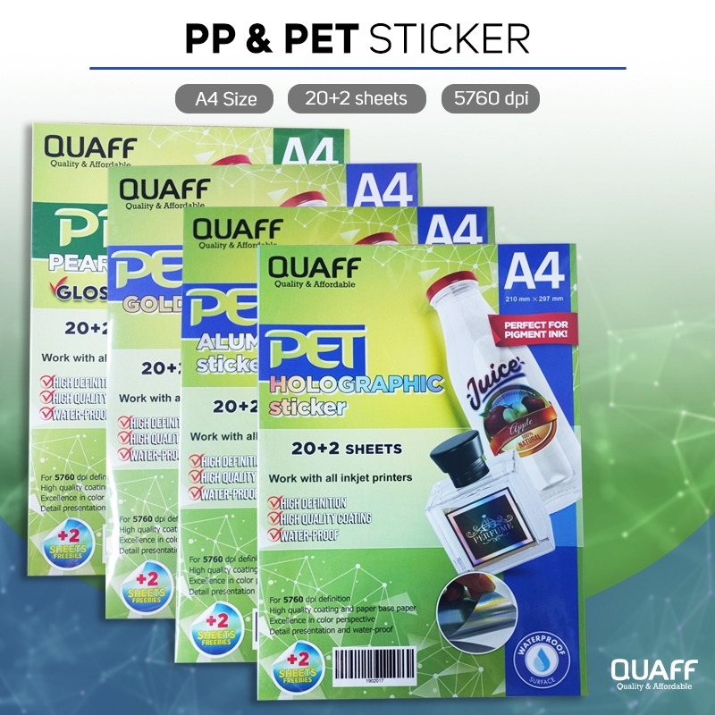 Quaff A4 Size PP Pearl Sticker PET Aluminum Label Stickers Inkjet 20 ...