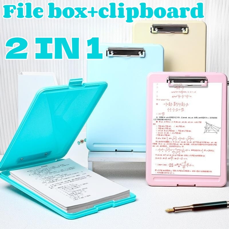 2in1 Clip Open Plastic File Clipboard Folder Office Student Document ...