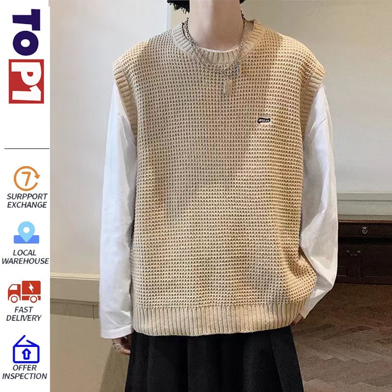M-3XL korean knitted vest for men Sleeveless Casual Sweater Vest For ...