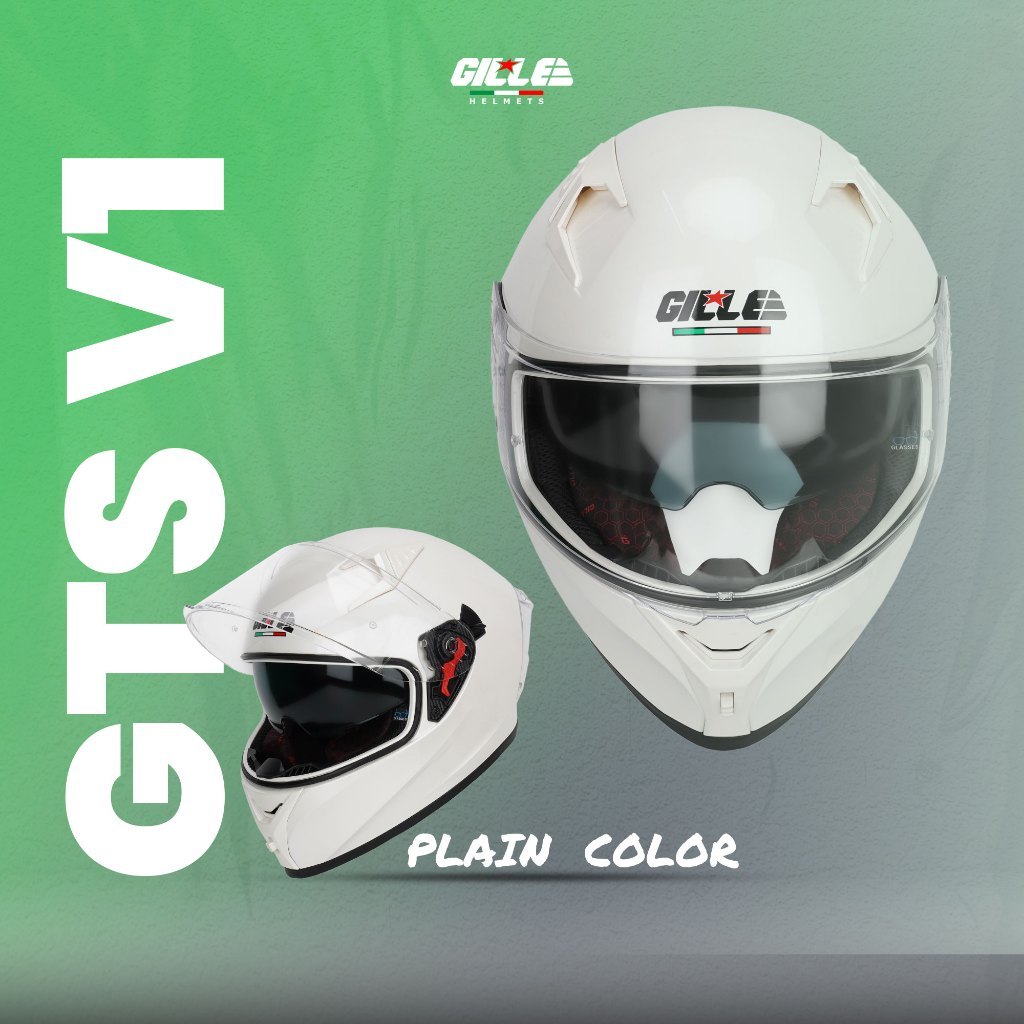 Gille Helmet 135 GTS V1 PLAIN Motorcycle Helmets Full Face Dual Visor ...