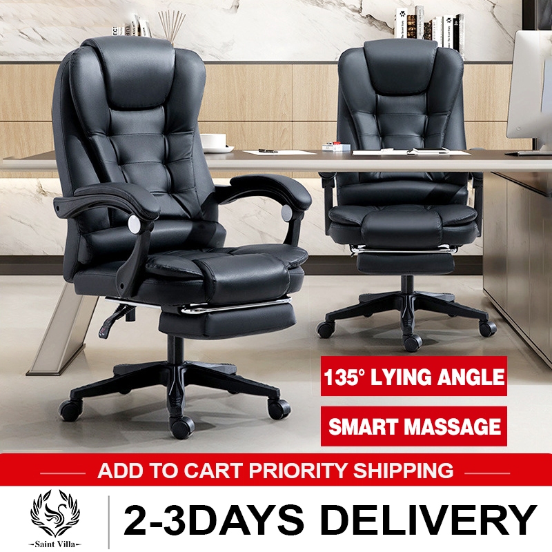 Leather office chair computer chair high back chair recliner with ...