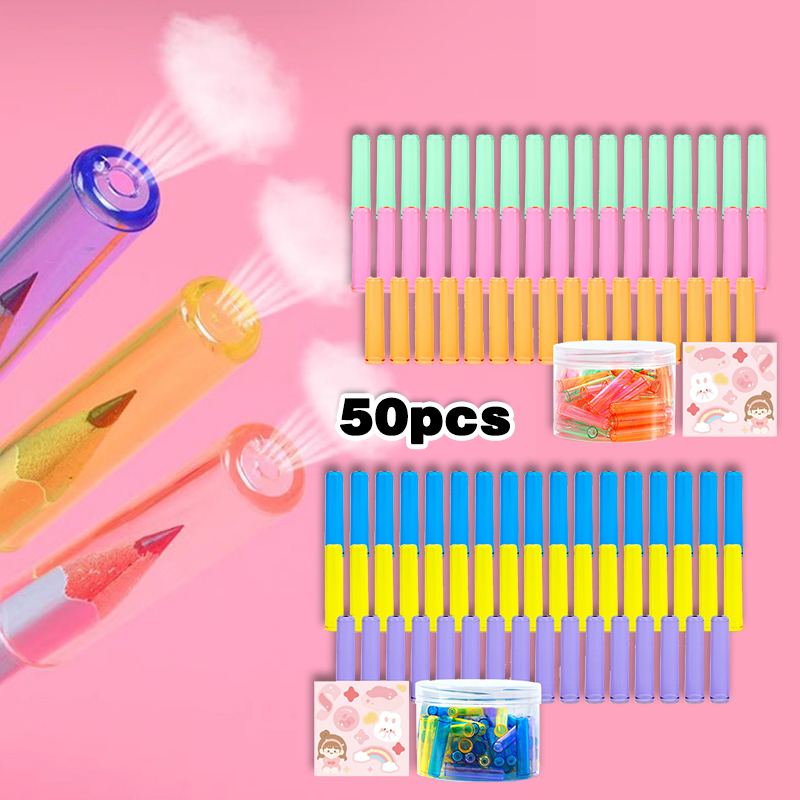 50PCS Colorful Transparent Universal Protective Pen Pencil Cap School ...