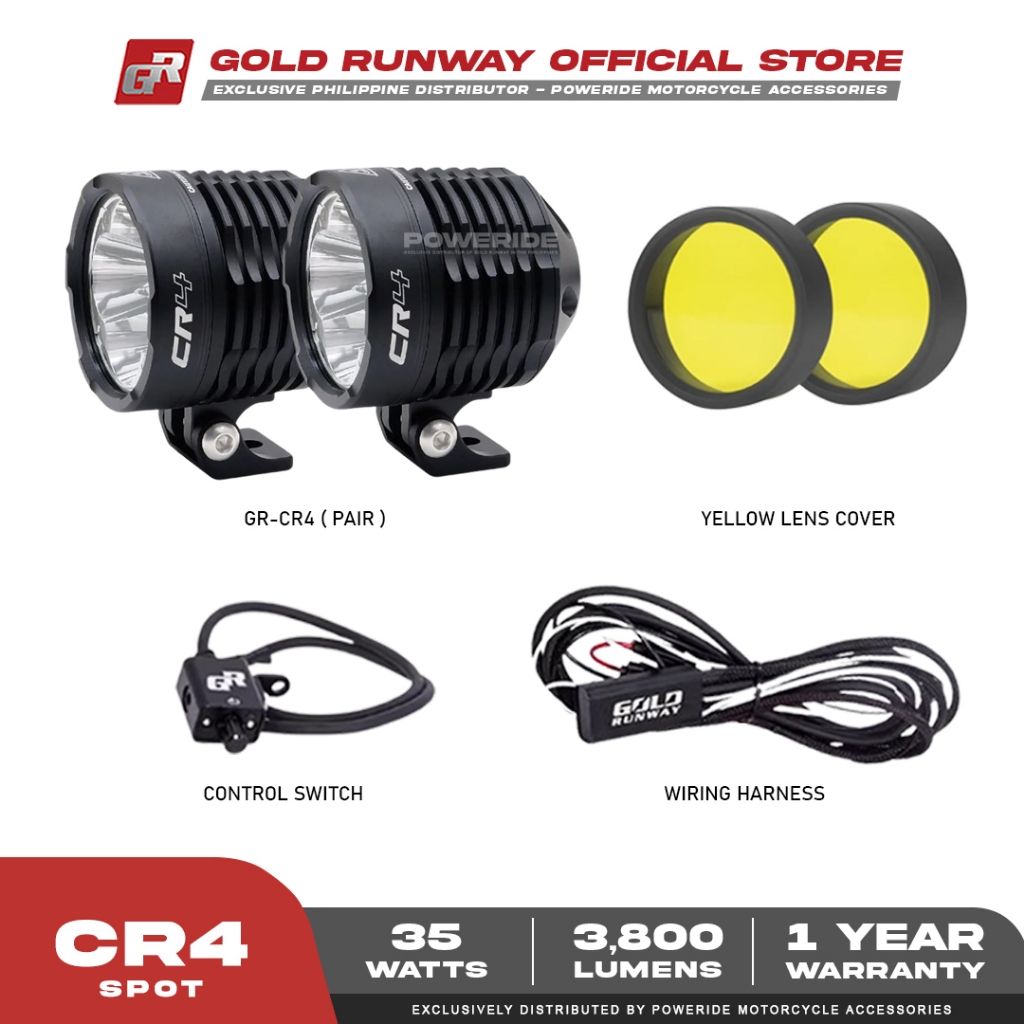 GOLD RUNWAY OFFICIAL STORE 2025 GR-CR4 35watts Motorcycle Auxiliary LED ...