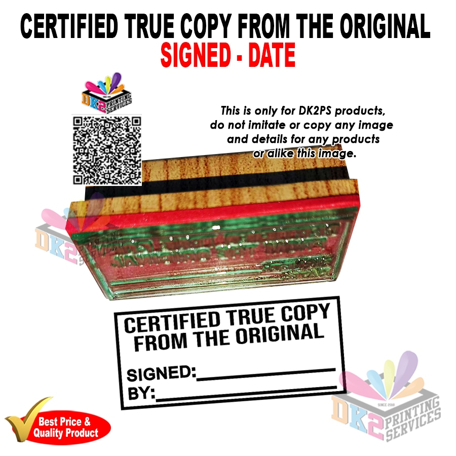 CERTIFIED TRUE COPY FROM THE ORIGINAL SIGNED - DATE RUBBER STAMP ...