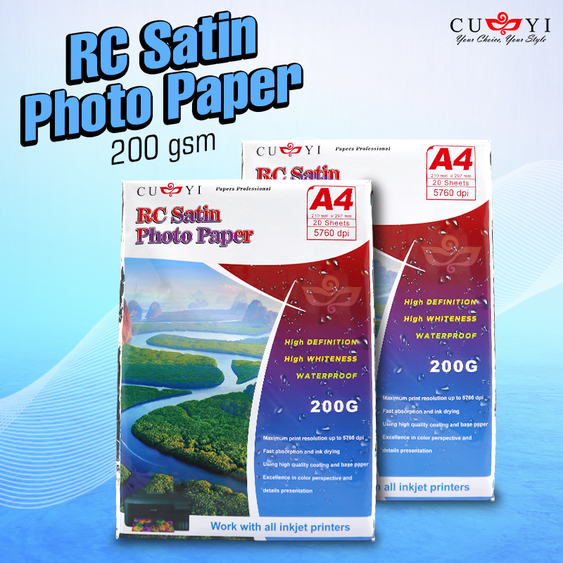 CUYI RC Satin Photo Paper 200gsm / 260gsm A4 Resin Coated Photo Paper ...
