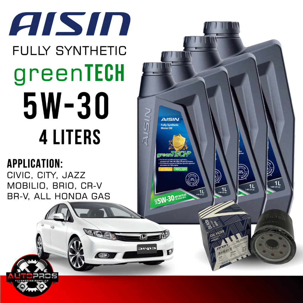 AISIN greenTECH+ 5W-30 Fully Synthetic Engine Oil 4 Liters ( Gallon ...
