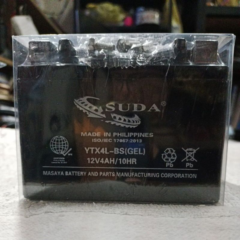 SUDA BATTERY YTX4L XRM,WAVE125,SMASH110/115, | Shopee Philippines