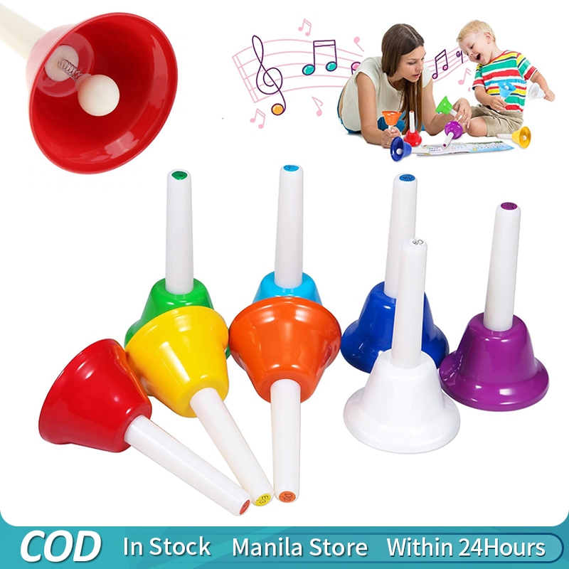 8pcs Hand Bells for Kids Colorful Musical Bells for Children Baby Early ...