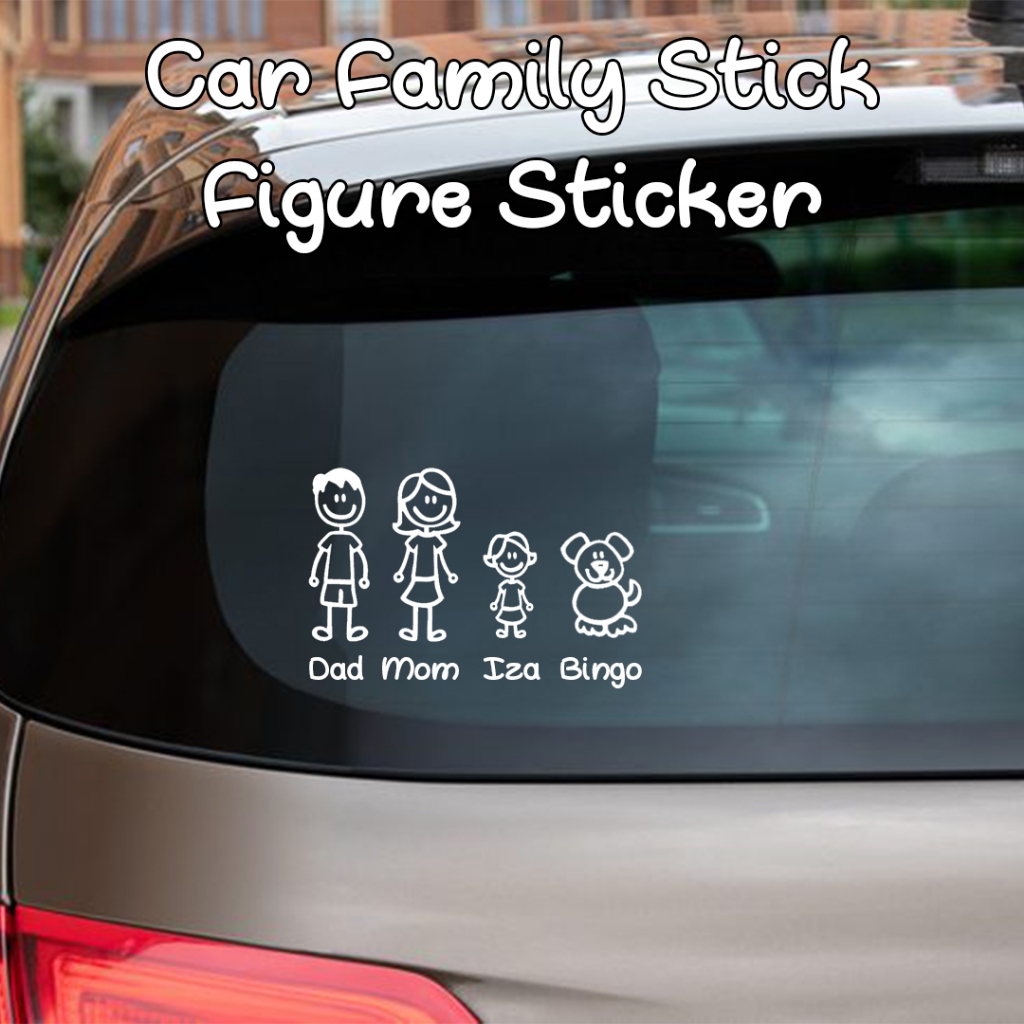 Family Car Sticker | Ebike sticker |Car Decals | Stick Figure Sticker ...