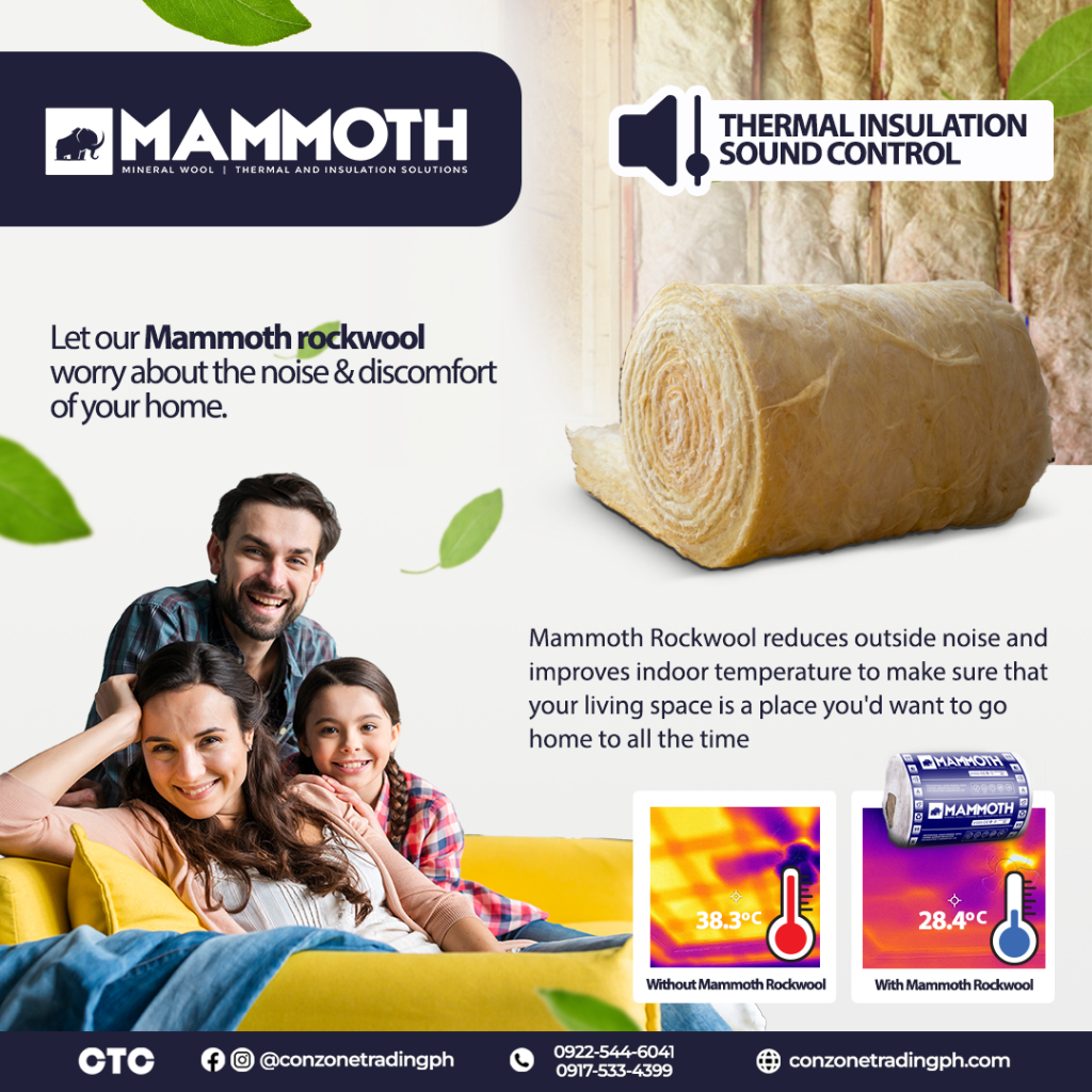 Mammoth Rockwool Insulation | Bare & 1s Foil | 50kg density (.6m x 5m x ...