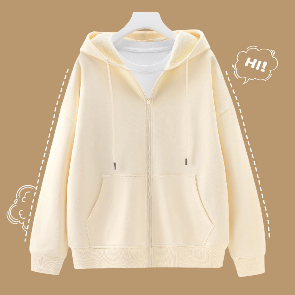 Unisex Hooded Jacket cotton Plain Jacket with Zipper 15 color | Shopee ...