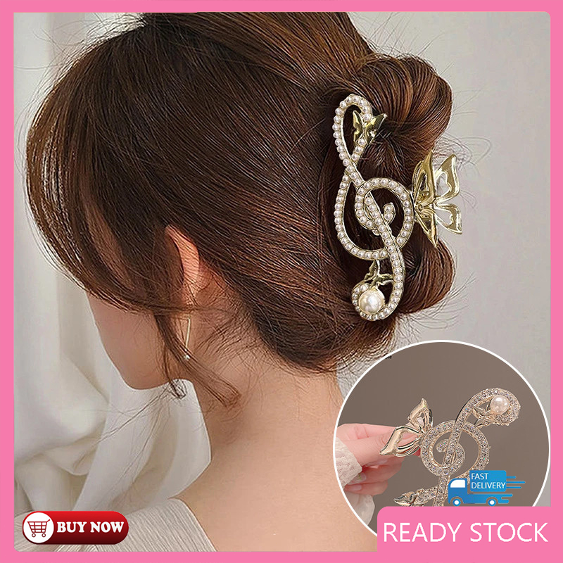 Fairy Musical Note Shape Hair Claw Luxury Sweet Elegant Rhinestone ...