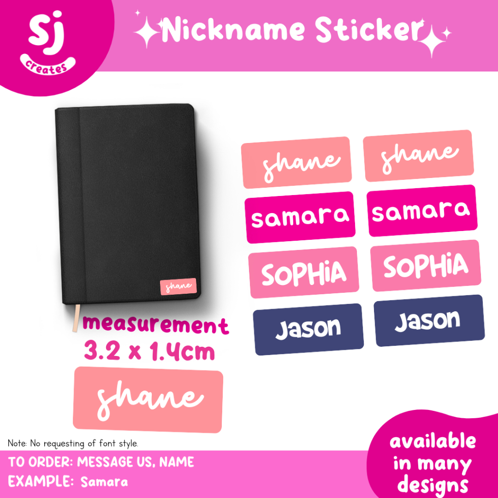 Nickname Sticker | Small Sticker | Waterproof | Sticker for Kids and ...