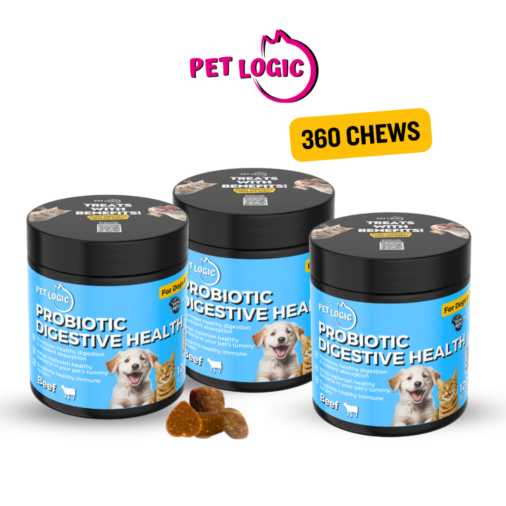 Pet Logic Probiotic Digestive Health Dog & Cat Treats Supplement 3 X ...