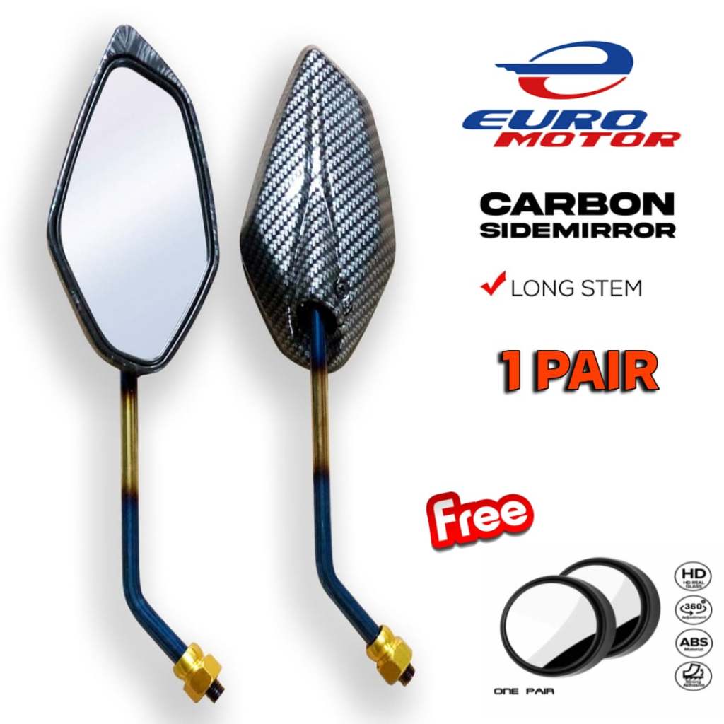 EURO RAPIDO 110 - Motorcycle carbon side mirror Long Stem With golden ...